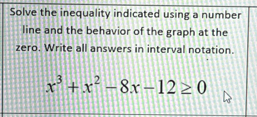 Solved Solve the inequality indicated using a number line | Chegg.com