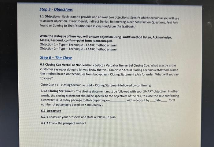 Solved 5.1 Objections - Each team to provide and answer two | Chegg.com