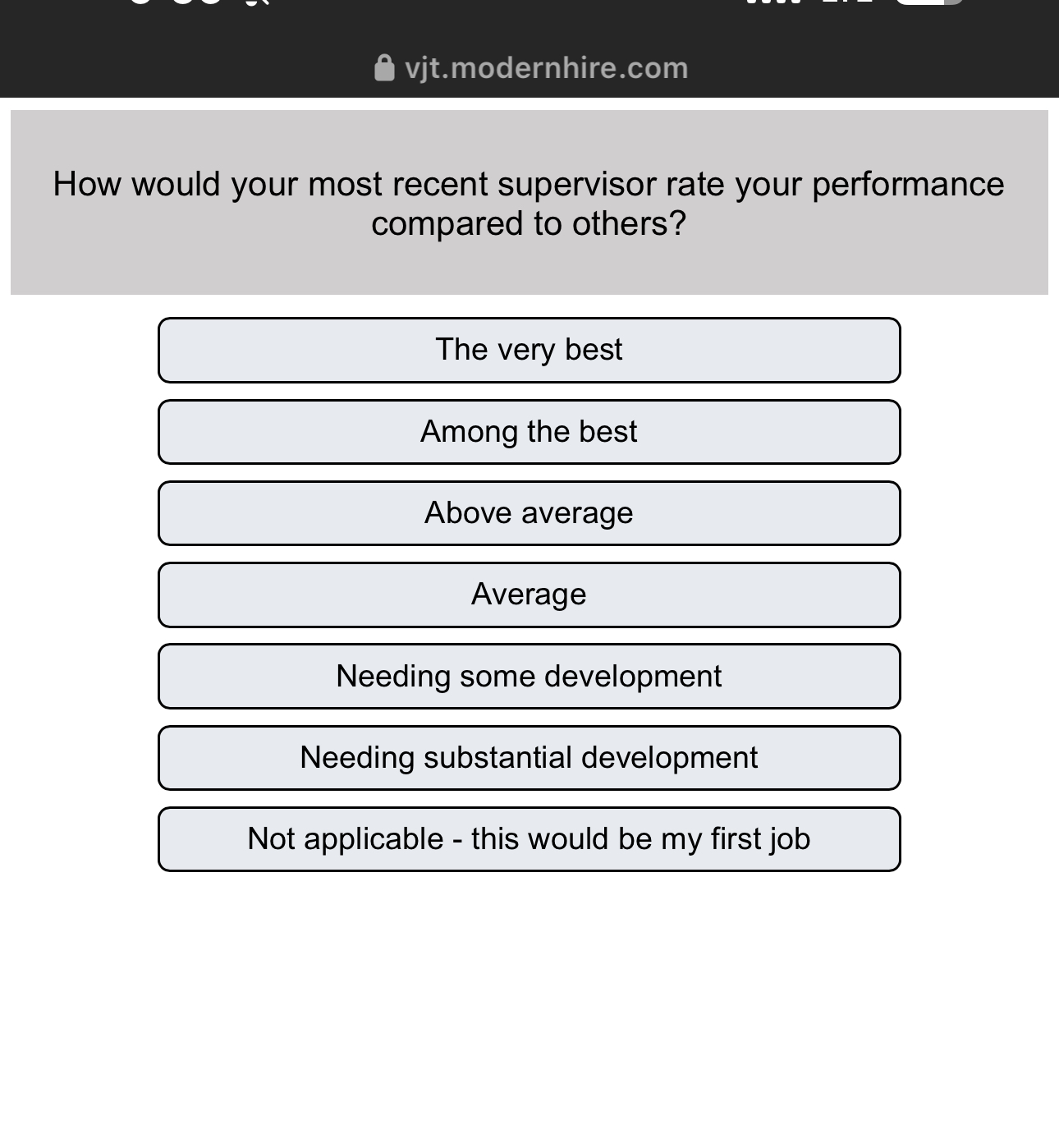 Solved vjt.modernhire.comHow would your most recent | Chegg.com