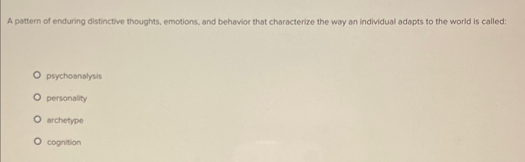 Solved A pattern of enduring distinctive thoughts, emotions, | Chegg.com
