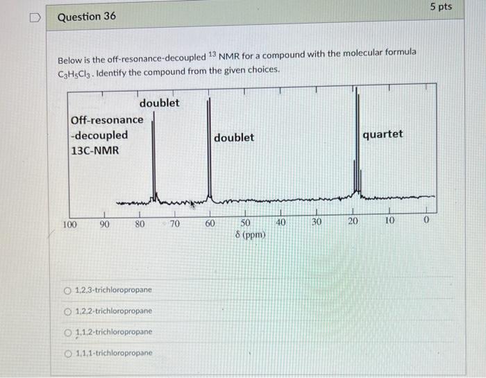 Solved Below is the off-resonance-decoupled 13 NMR for a | Chegg.com