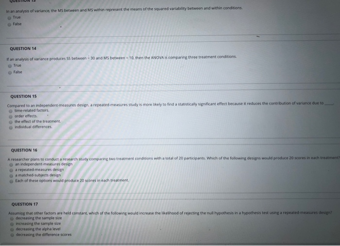 Solved In an analysis of variance, the MS between and MS | Chegg.com