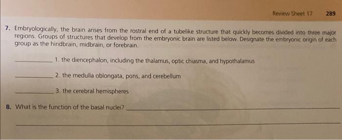 Solved 7. Embryologically, the brain arises from the rostral | Chegg.com