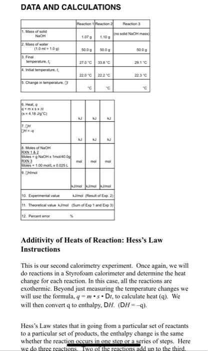 Solved PROCESSING DATA 1. Determine the mass of 50 mL of | Chegg.com