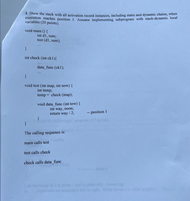 Solved Show the stack with all activation record instances, | Chegg.com