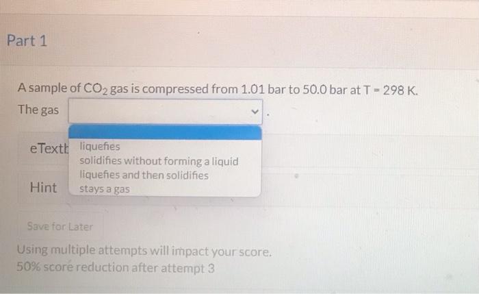Solved 7A sample of CO2 gas is compressed from 1.01 bar to | Chegg.com