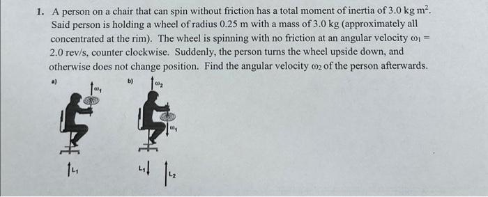 Solved 1. A person on a chair that can spin without friction | Chegg.com