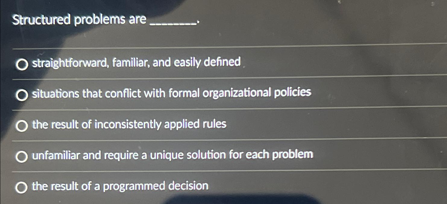 Solved Structured problems arestraightforward, familiar, and | Chegg.com
