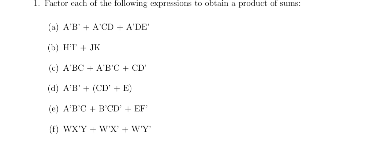Factor each of the following expressions to obtain a | Chegg.com