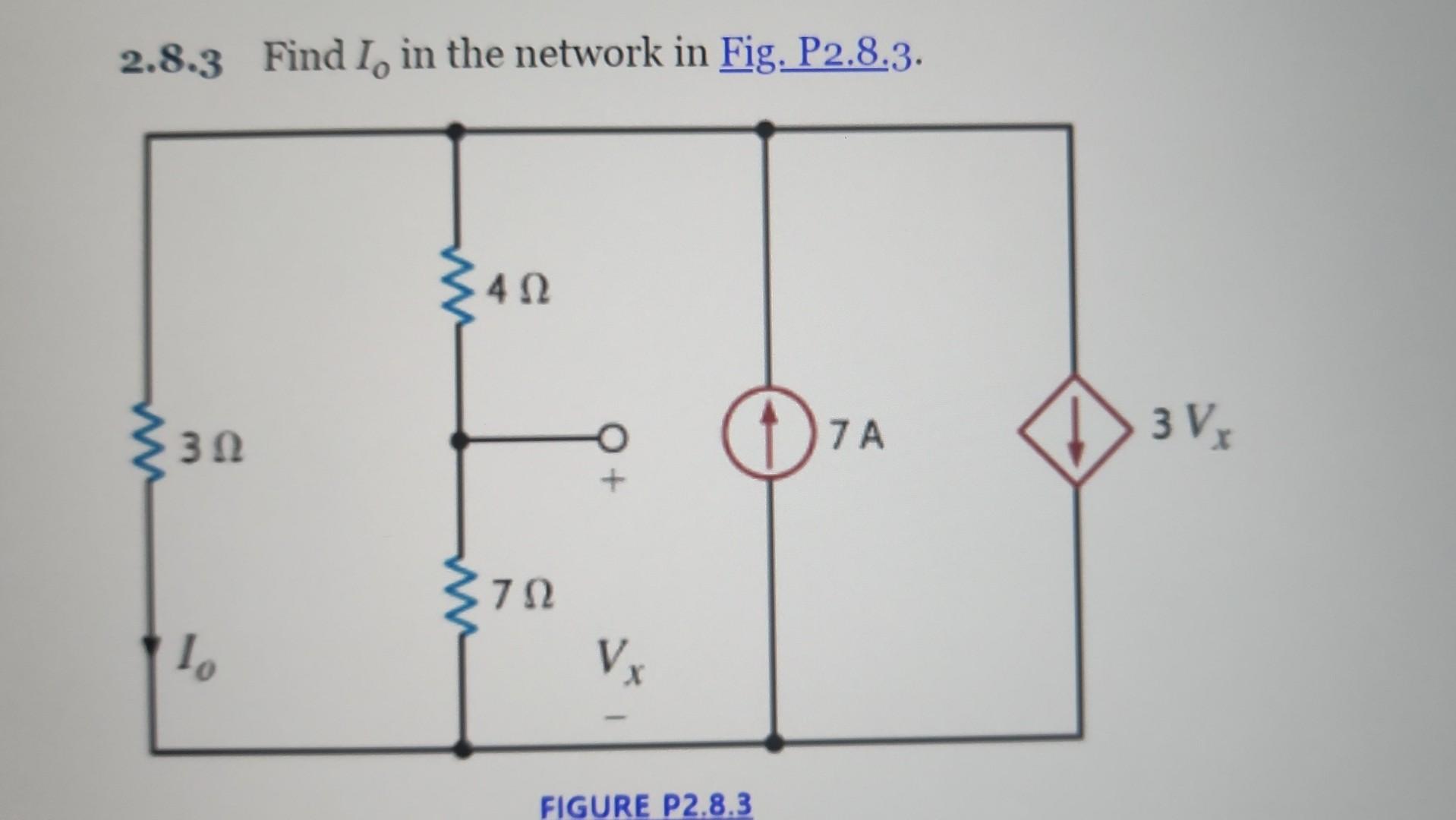 Solved 2.8.3 Find IO in the network in Fig. P2.8.3. | Chegg.com