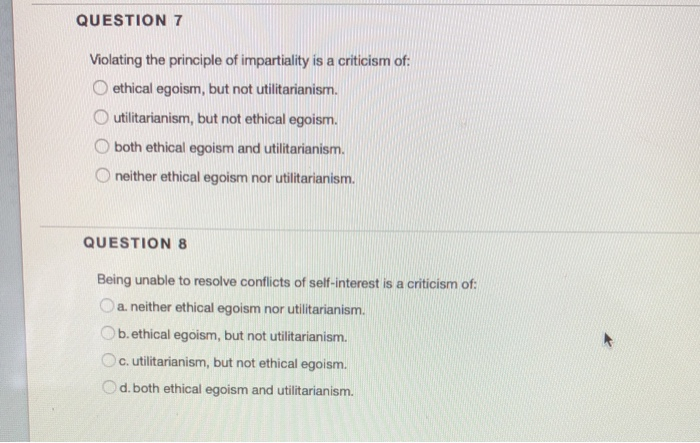 Solved QUESTION 7 Violating the principle of impartiality is | Chegg.com