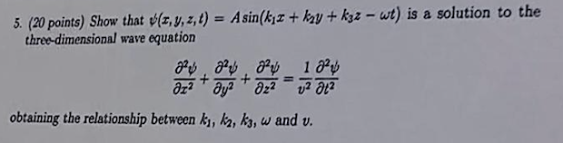 Solved Show That ψ X Y Z T Asin K1x K2y K3z ωt is A