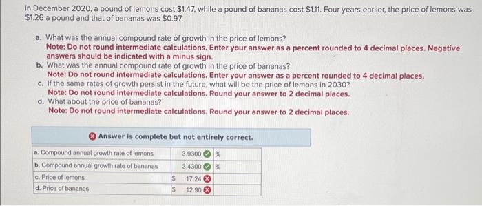 Solved In December 2020 , a pound of lemons cost $1.47, | Chegg.com