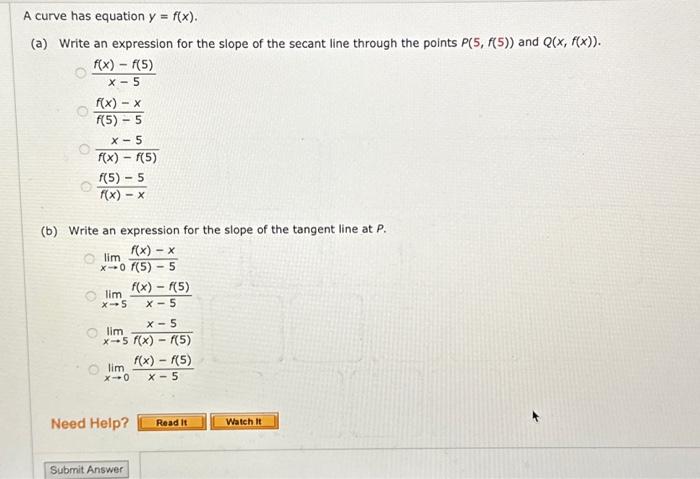 Solved A Curve Has Equation Y F X A Write An Expression