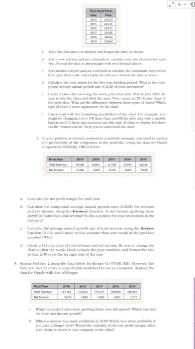 Repeat Problem 2 using the data below for Kroger Co | Chegg.com