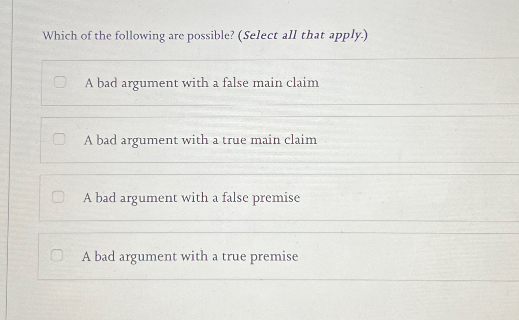 Solved Which of the following are possible? (Select all that | Chegg.com