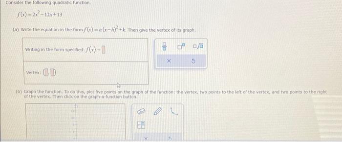 Solved Consider the following quadratic function. | Chegg.com