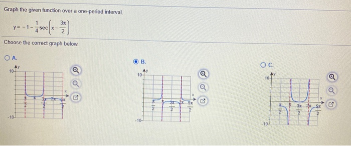 Solved Graph the function over a two period interval y=2-3 | Chegg.com
