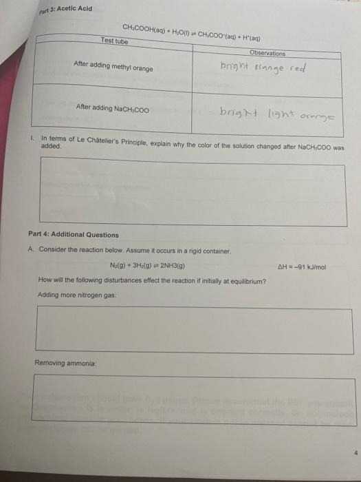 Solved 1. In ferms of Le Chattelier's Principle, explain why | Chegg.com