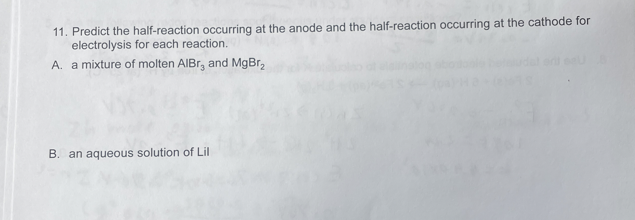 Solved Predict the half-reaction occurring at the anode and | Chegg.com