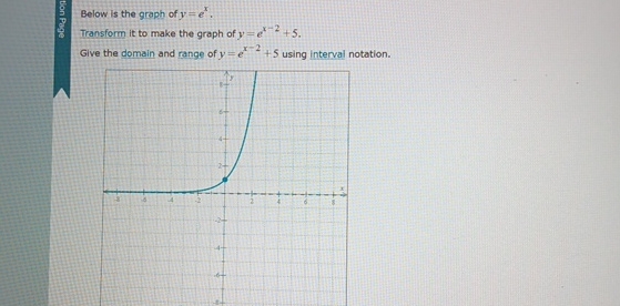 Solved Below is the graph of y=ex.Transform it to make the | Chegg.com