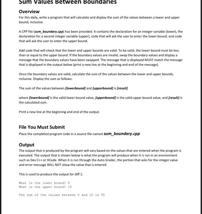Solved Overview For this daily, write a program that will | Chegg.com