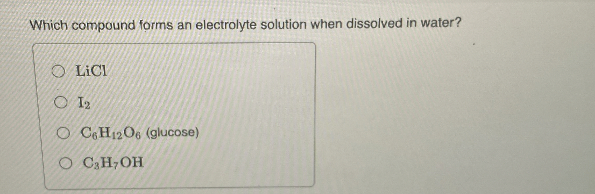 Solved Which compound forms an electrolyte solution when | Chegg.com