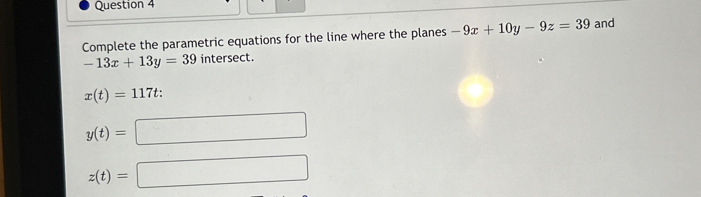 Solved Question 4Complete the parametric equations for the | Chegg.com