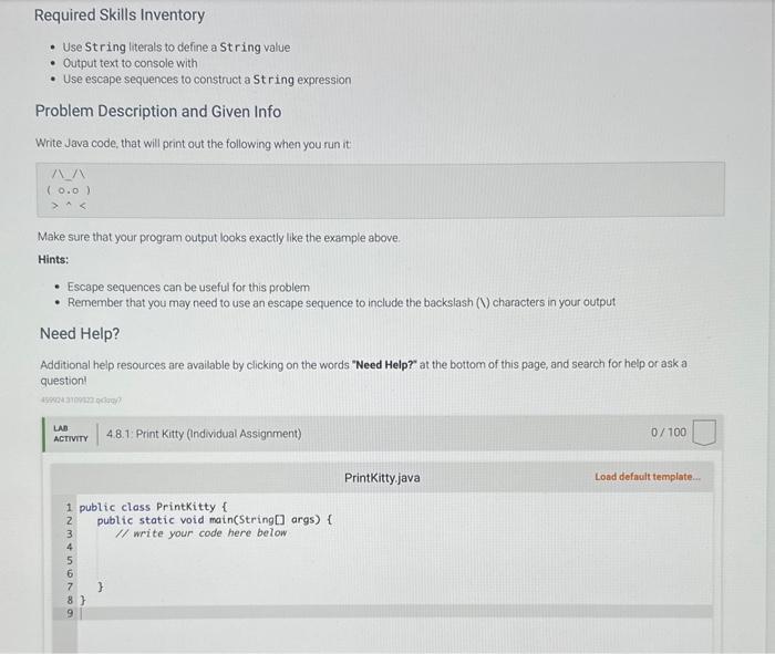 Solved Required Skills Inventory - Use String literals to | Chegg.com