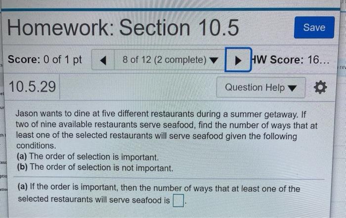 Solved Homework Section 10 5 Save Score 0 Of 1 Pt 8 Of 12