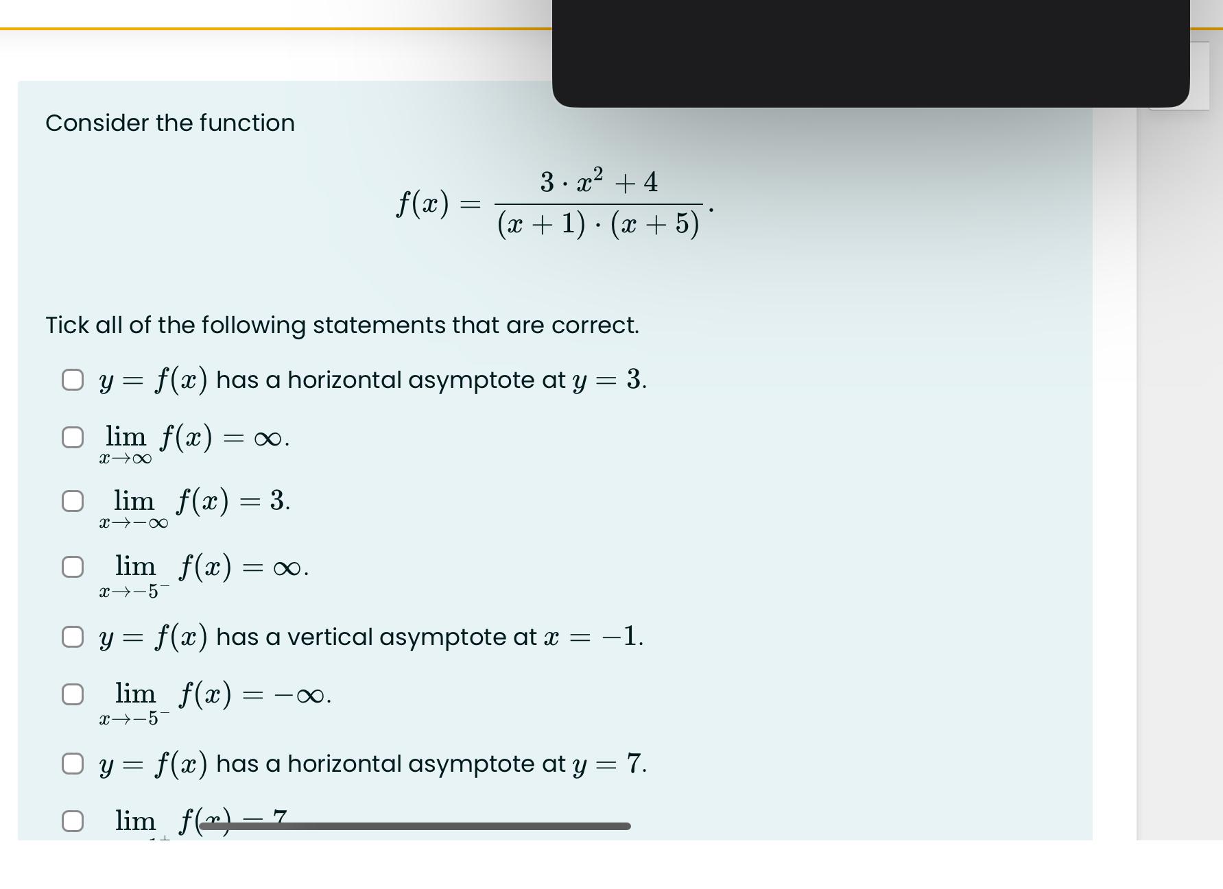 Solved Consider the functionf(x)=3*x2+4(x+1)*(x+5).Tick all | Chegg.com