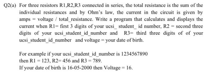 Solved Q2(a) For three resistors R1,R2,R3 connected in | Chegg.com