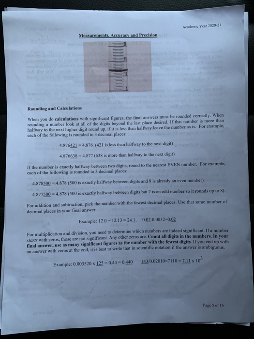 Academic Year 2020-21 Measurements. Accuracy and | Chegg.com