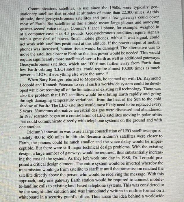 Solved The Rise, Fall, and Resurrection of Iridium: A | Chegg.com