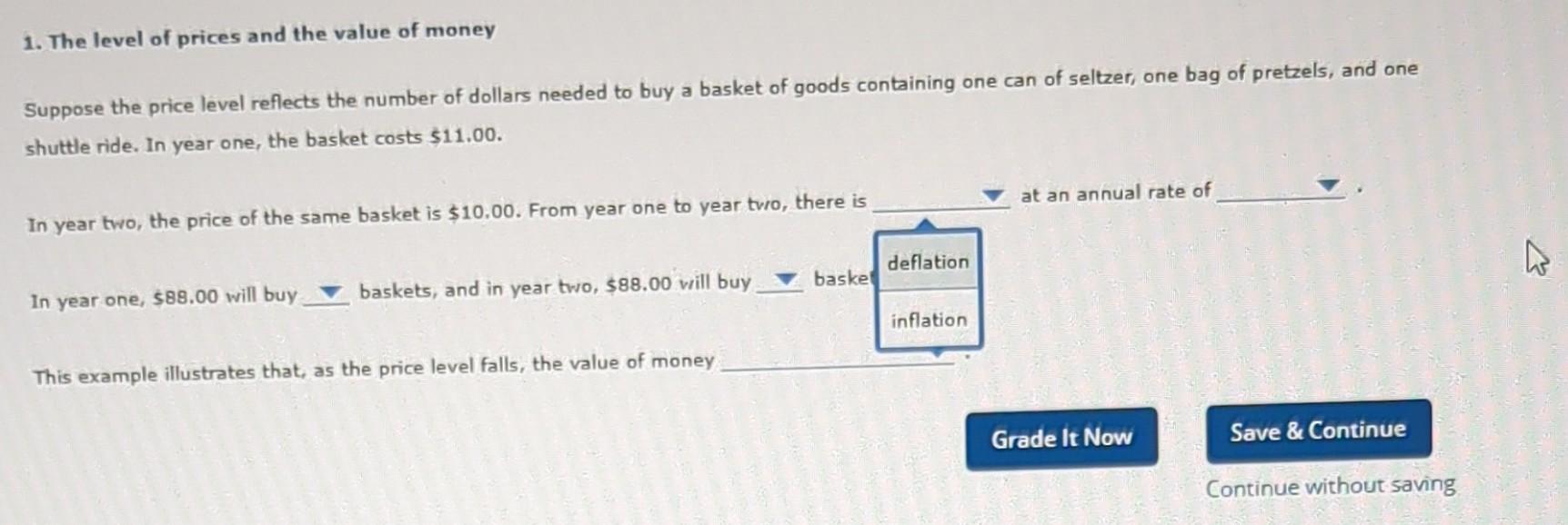 Solved 1. The level of prices and the value of money Suppose | Chegg.com