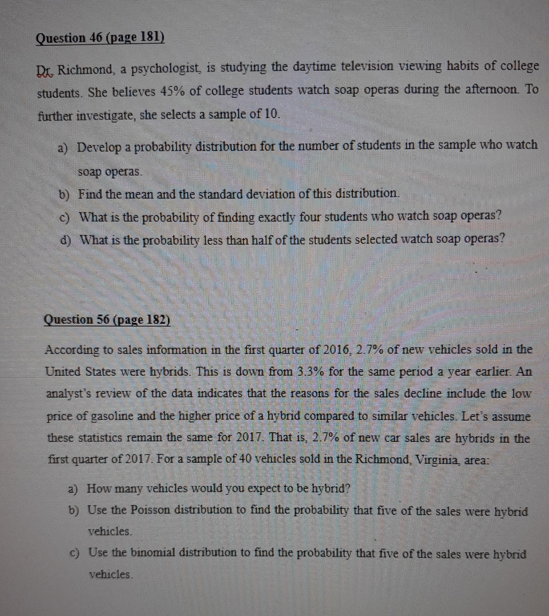 Solved Question 46 (page 181)Dr Richmond, a psychologist, is | Chegg.com