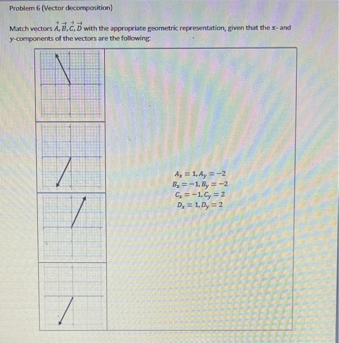 Solved Problem 6(Vector decomposition) →→→ Match vectors | Chegg.com