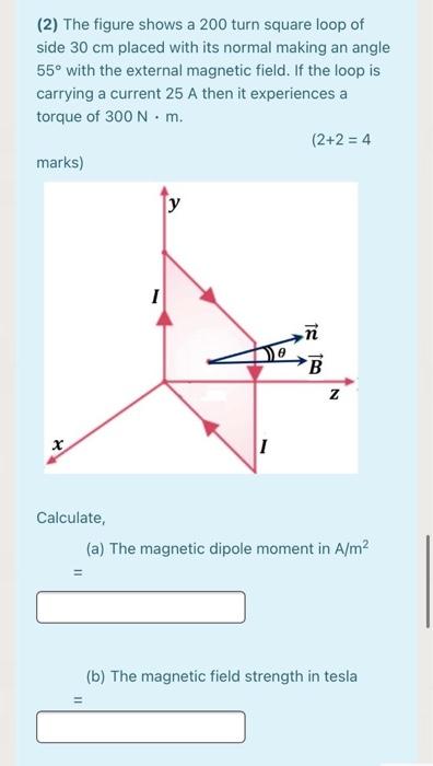 Solved (2) The figure shows a 200 turn square loop of side | Chegg.com