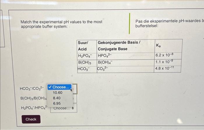 Solved Match the experimental \\( \\mathrm{pH} \\) values to | Chegg.com