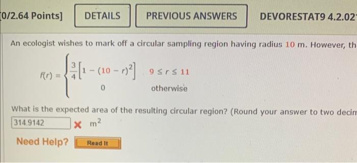Solved An ecologist wishes to mark off a circular sampling | Chegg.com