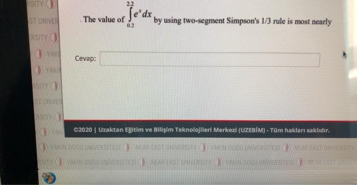 Solved ∫0.22.2exdx The value of ∫0.2 y using two-segment | Chegg.com