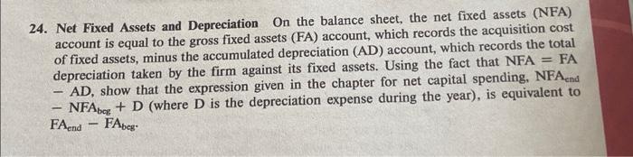 Solved 24. Net Fixed Assets and Depreciation on the balance | Chegg.com