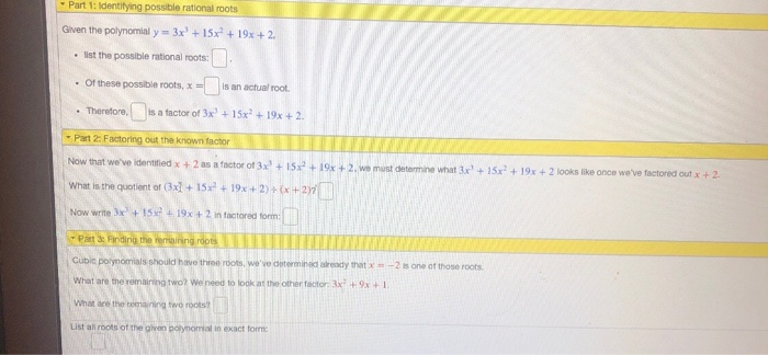 Solved - Part 1: Identifying possible rational roots Given | Chegg.com
