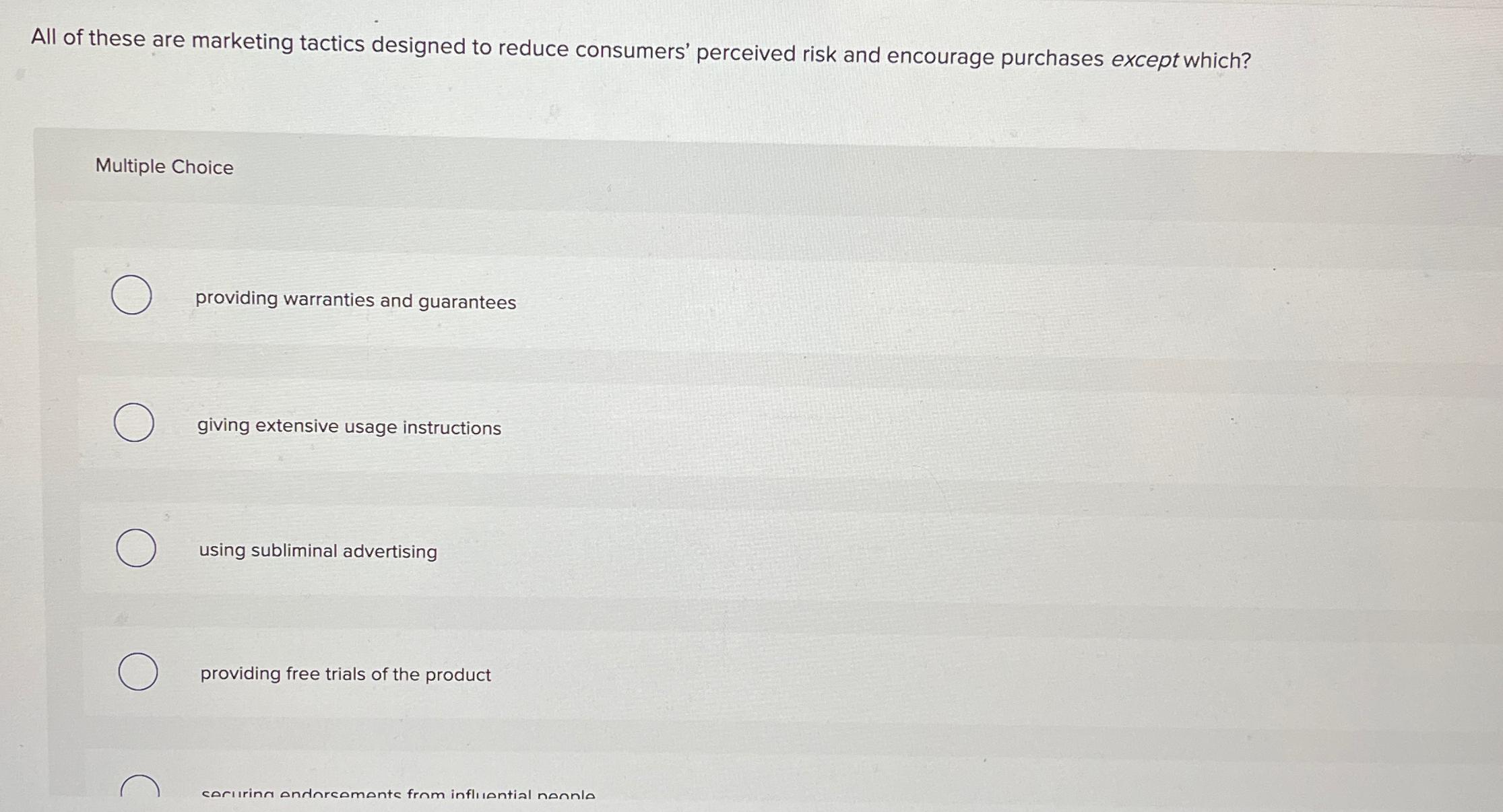 Solved All of these are marketing tactics designed to reduce | Chegg.com