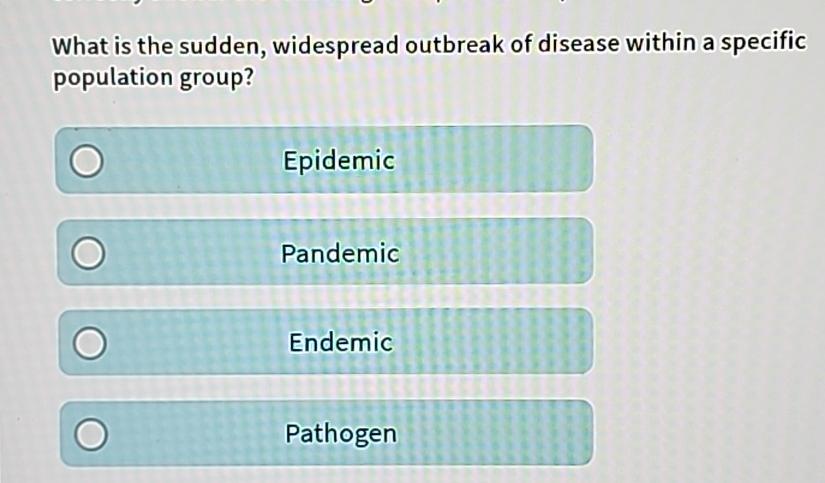Solved What is the sudden, widespread outbreak of disease | Chegg.com