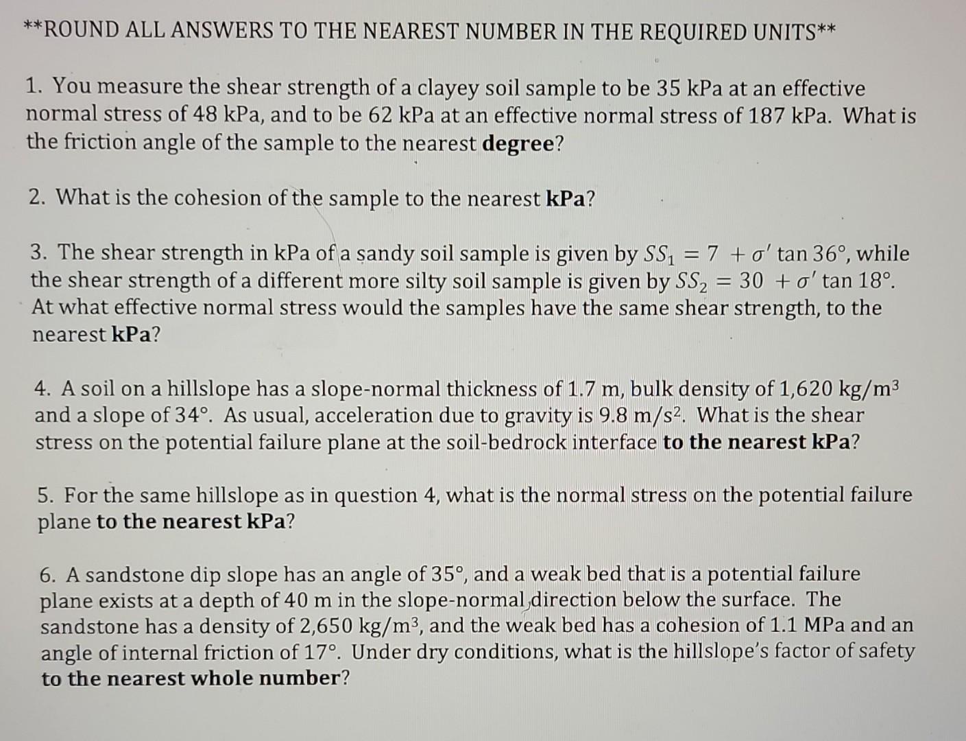 Solved **ROUND ALL ANSWERS TO THE NEAREST NUMBER IN THE | Chegg.com