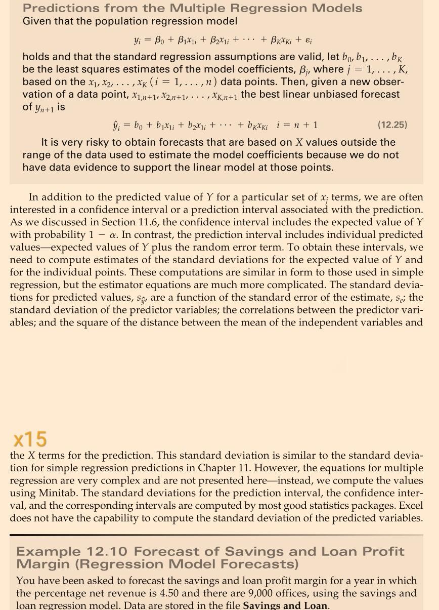 Solved Predictions from the Multiple Regression Models Given | Chegg.com