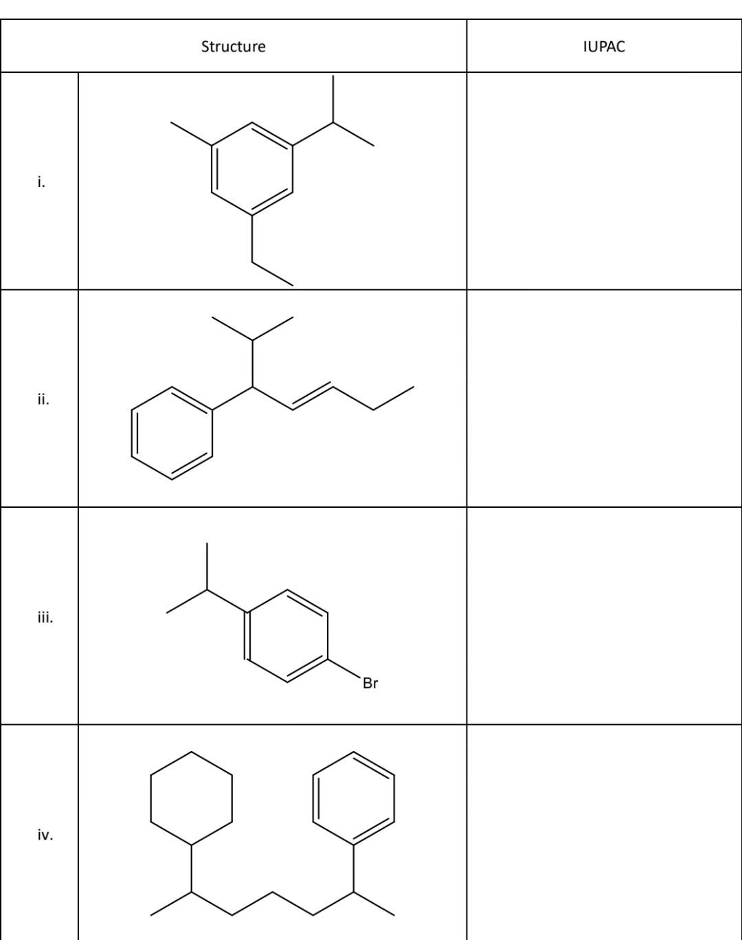 Solved 1. Provide IUPAC names for the following structures: | Chegg.com