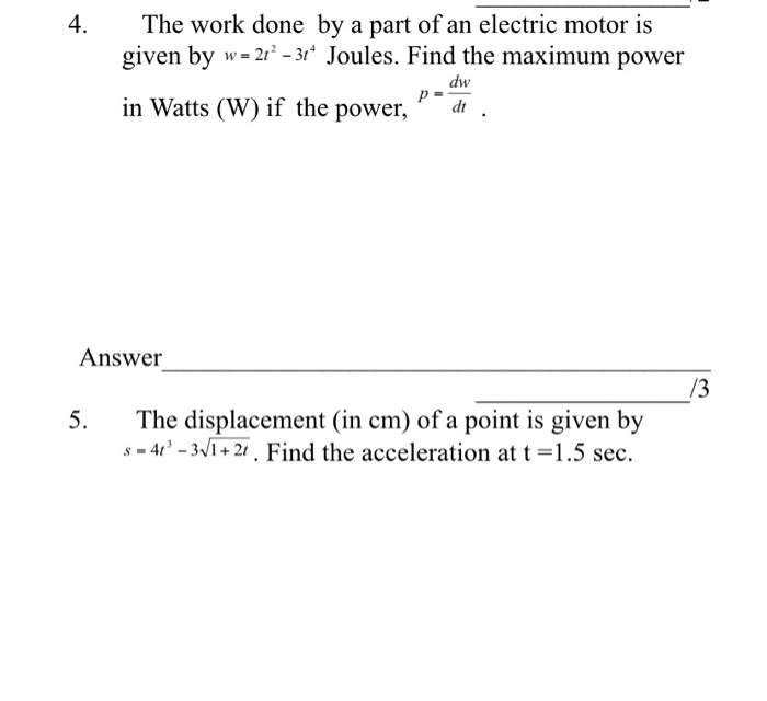 Solved The work done by a part of an electric motor is given | Chegg.com
