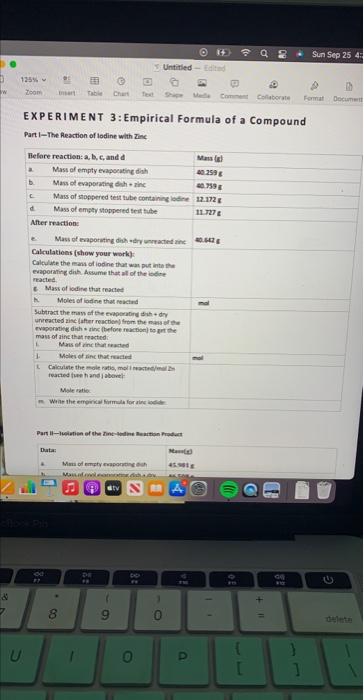 Solved EXPERIMENT 3:Empirical Formula of a Compound Part | Chegg.com